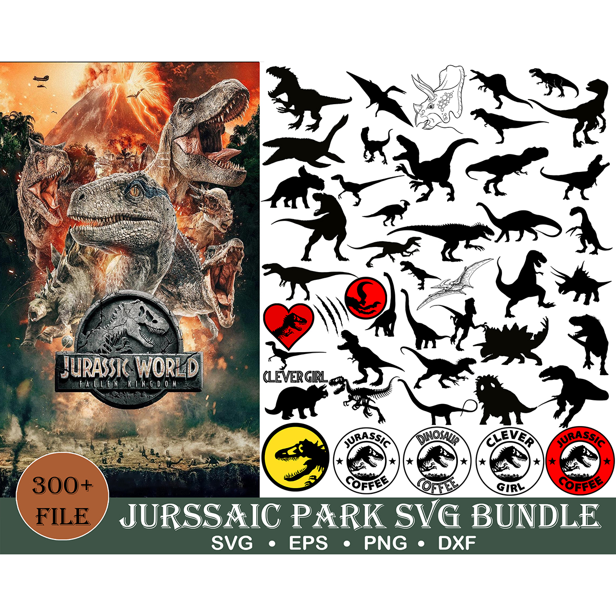 400 Jurassic Park Bundle Svg Jurassic Park Svg Dinosaur Sv Inspire