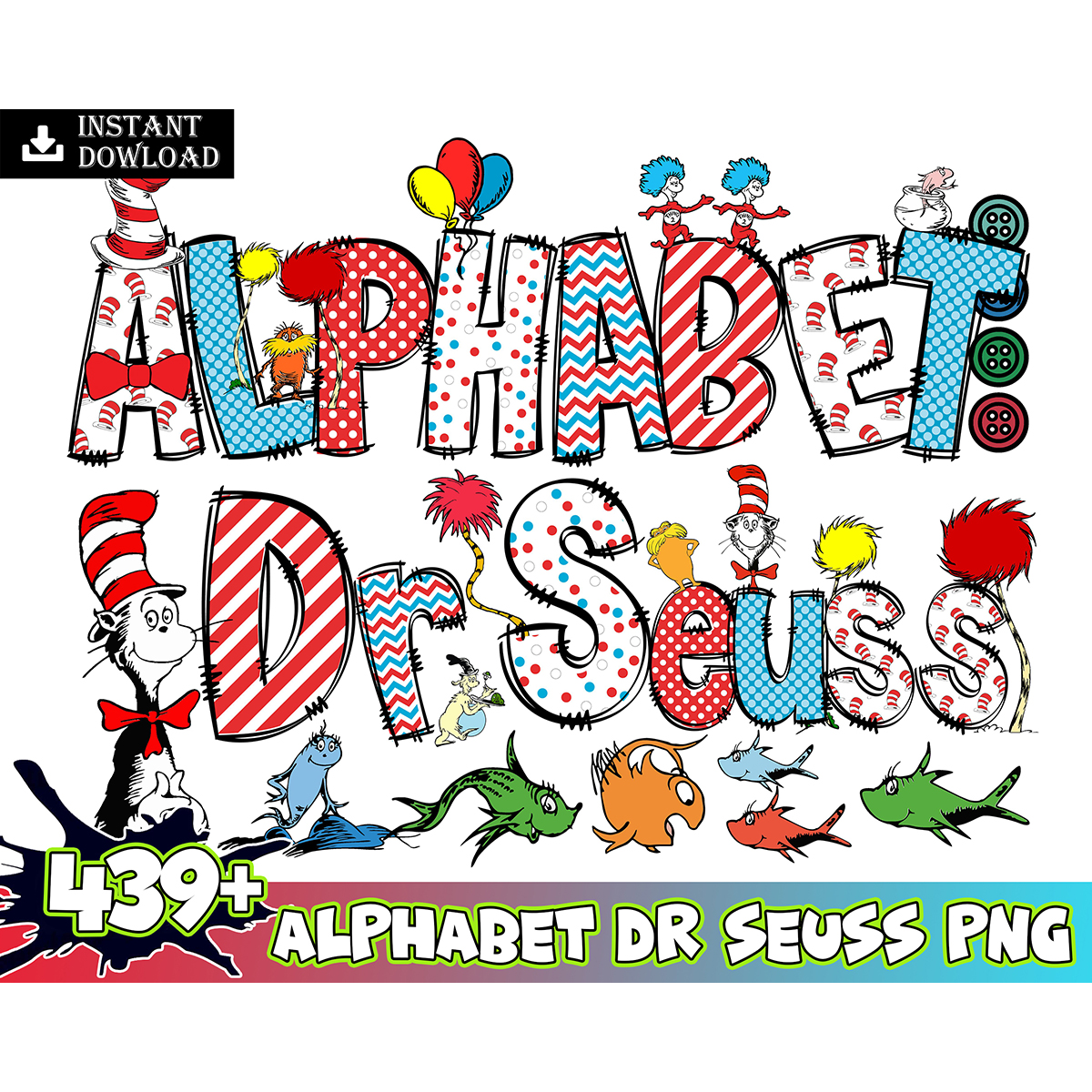 439 Mega Bundle Dr. Suess Alphabet Png, Dr. Suess Bundle, Ca - Inspire ...