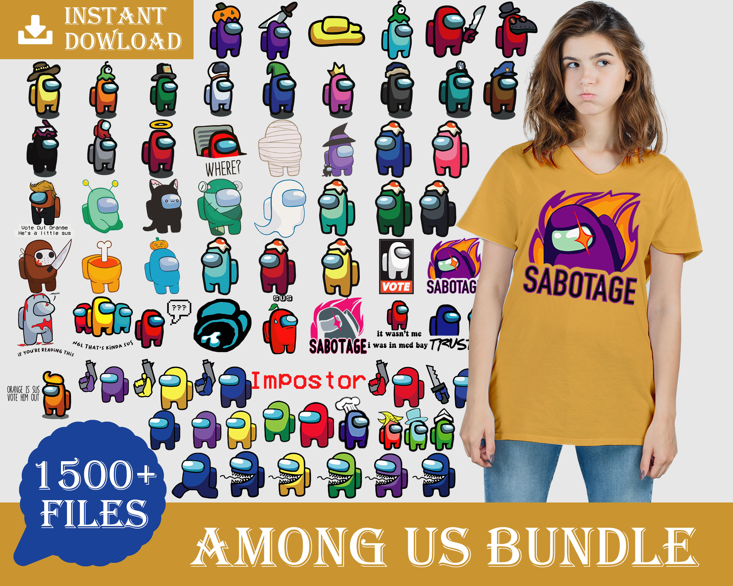 Among Us Bundle svg, 1500 files Among Us svg eps png, for Cr | Inspire ...
