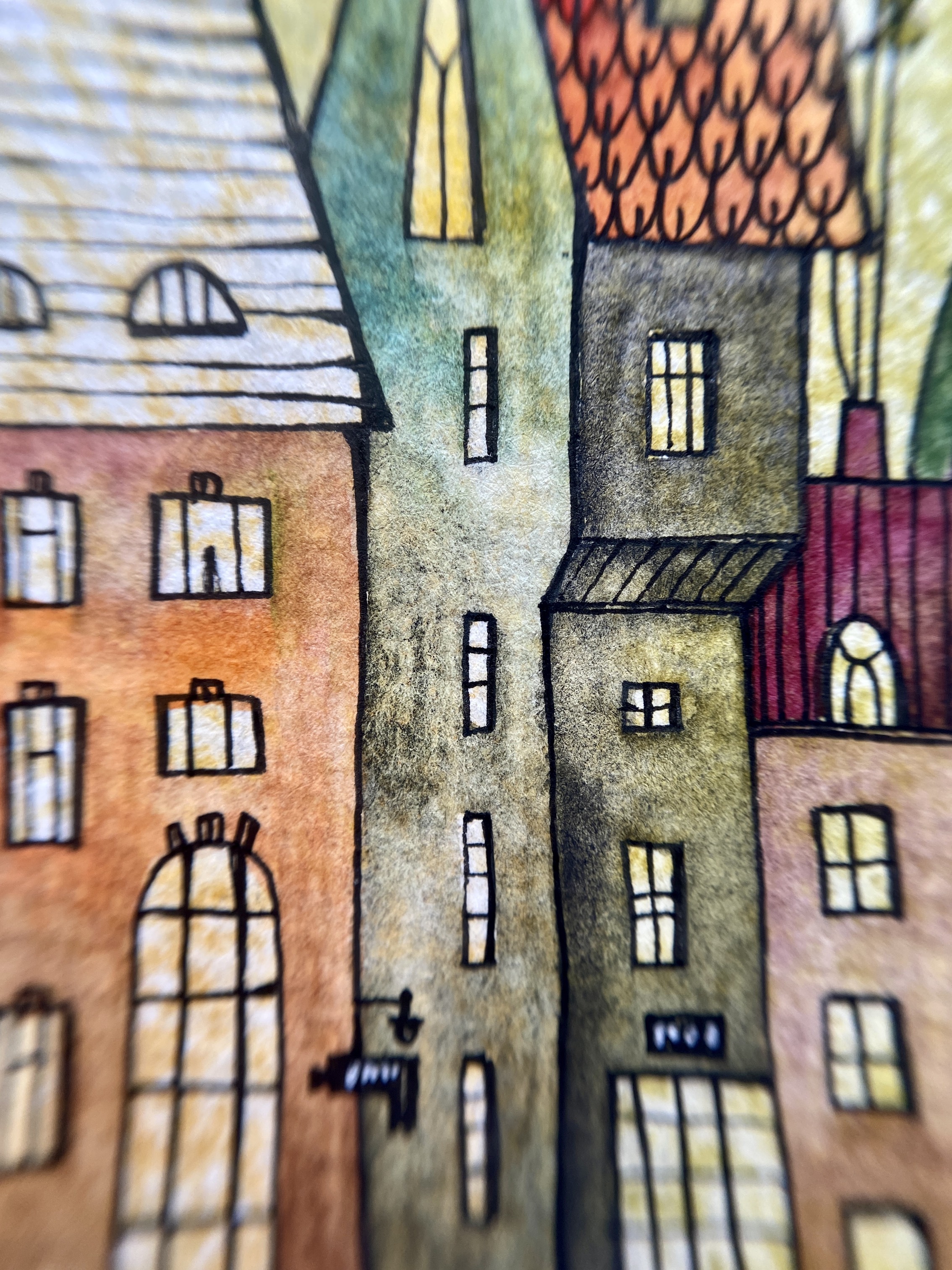 Spring painting Houses Original art Small Watercolor art by - Inspire ...