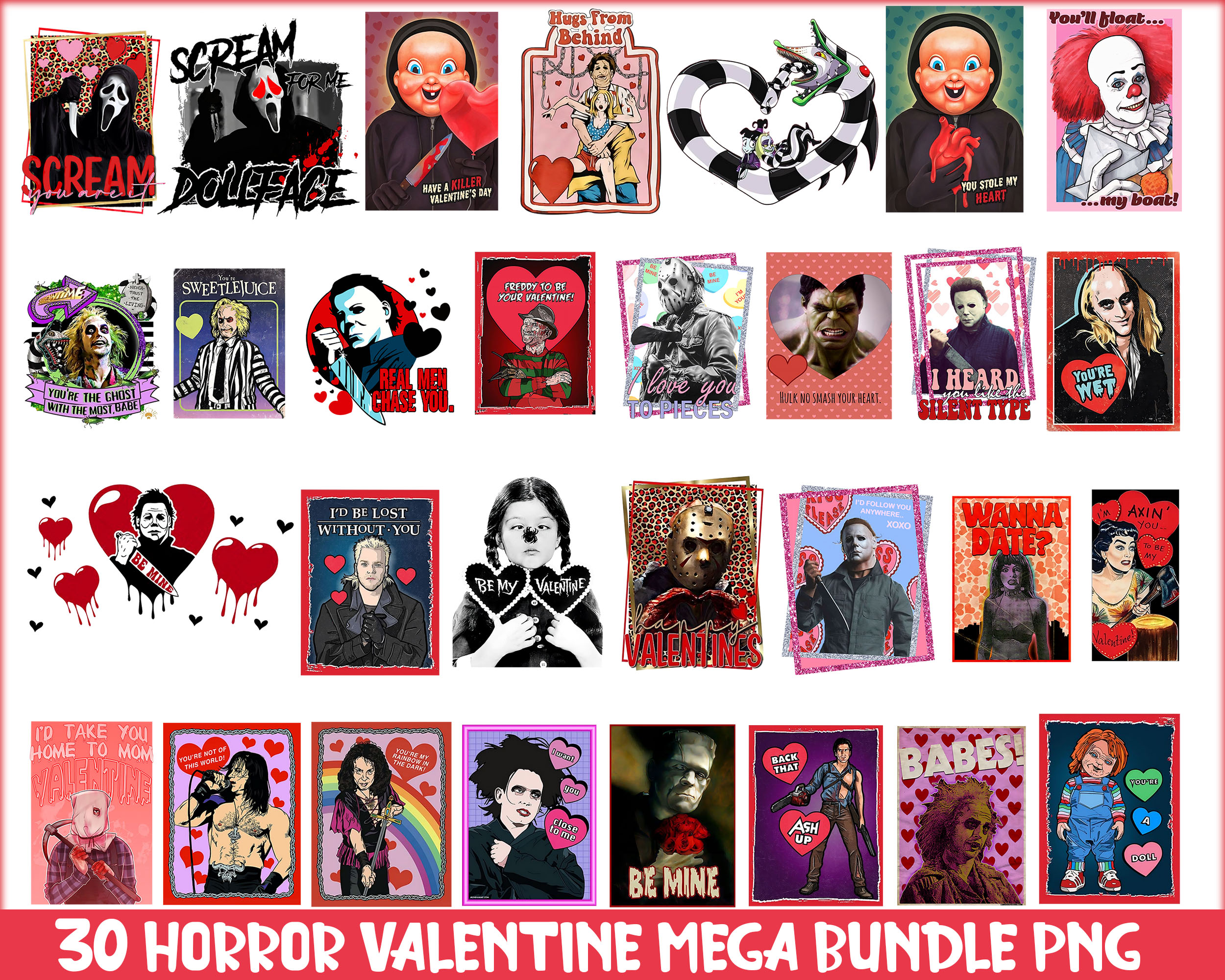Bundle Horror Valentine Svg, Horror Character Valentine Png, | Inspire ...
