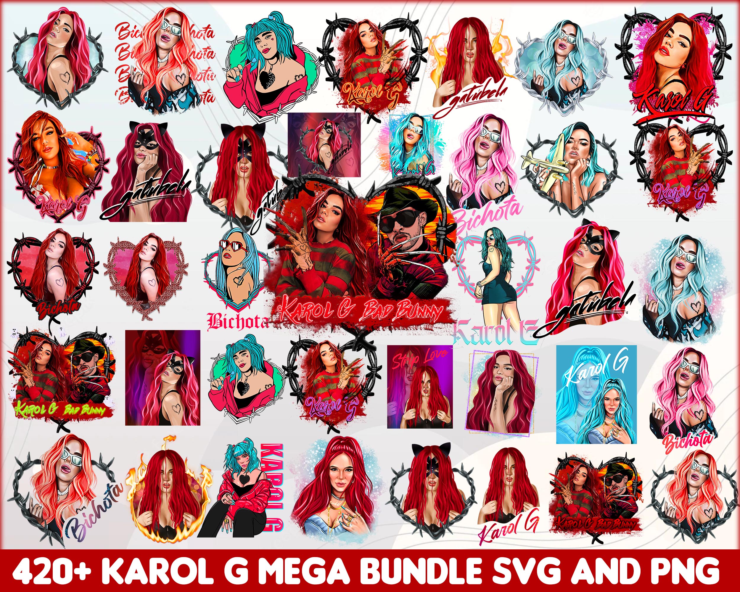 Karol G Mega Bundle Svg, Karol G Red Hair Svg, Karol G Svg, | Inspire ...