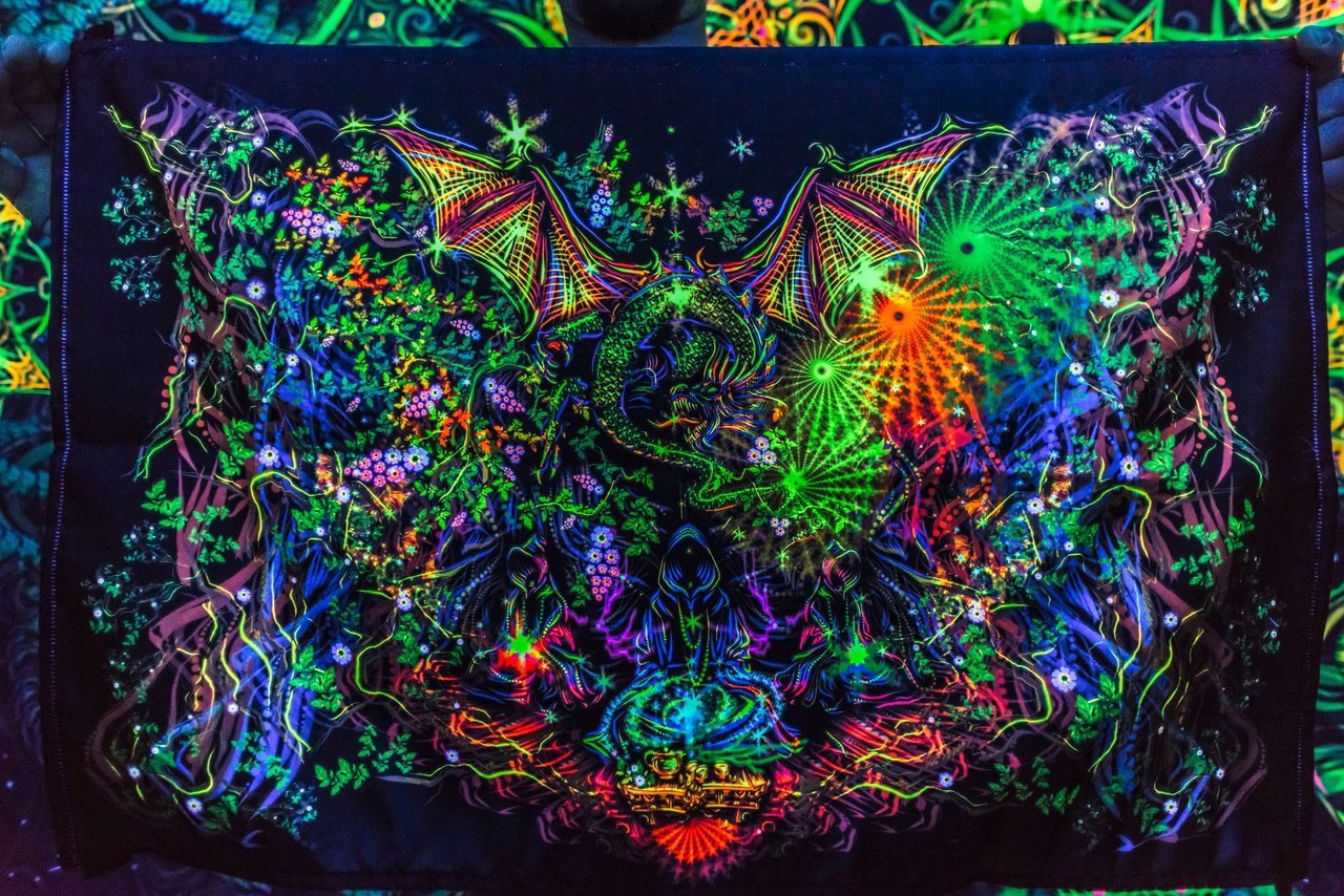 Mystical Art "Tea Master" glow UV Blacklight tapestry Wall h | Inspire ...