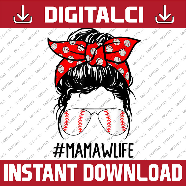 Mamaw Life Baseball Softball Mothers Day Messy Bun Happy Mot | Inspire ...