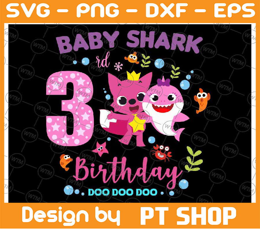 Shark 3rd Birthday Svg, Girl Birthday Shark Svg Dxf Eps, Gir | Inspire ...