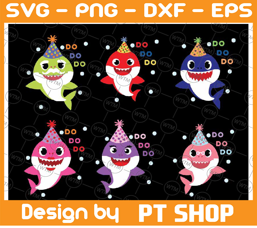 Baby Shark Family doo doo doo SVG Vector EPS, Silhouette DXF - Inspire ...