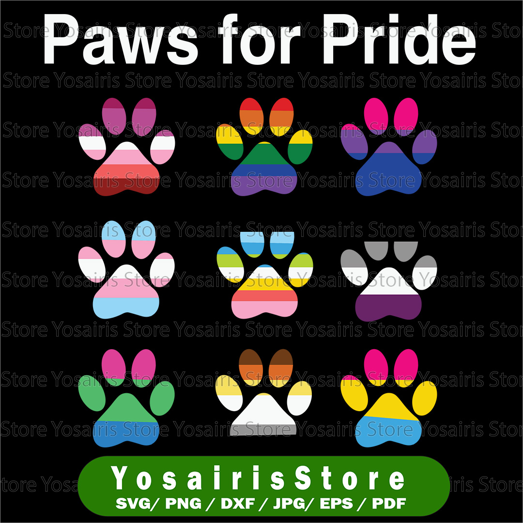 LGBTQ Cute Cat Paws, Paws for pride svg Flags Printable Cut - Inspire Uplift