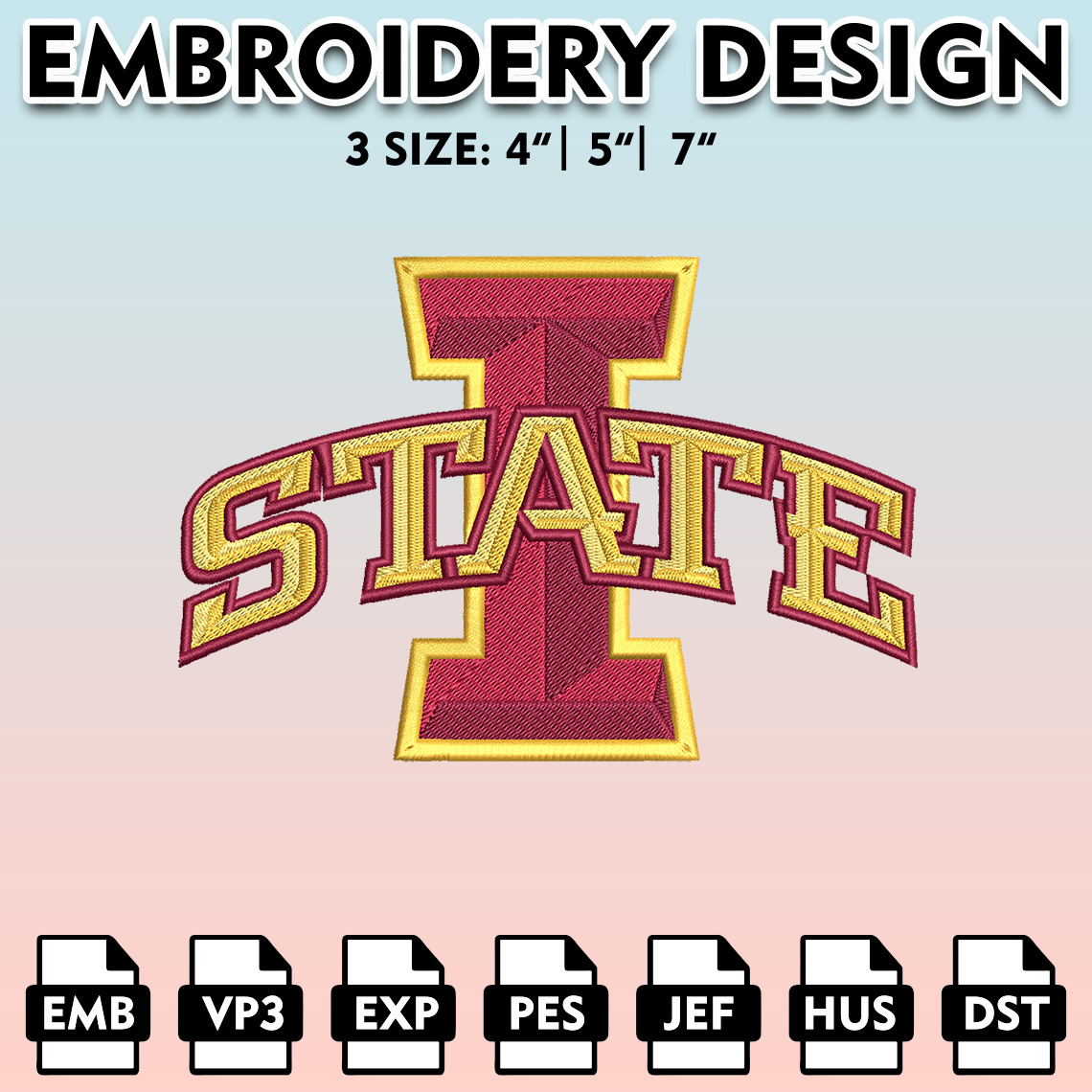 NCAA Logo Embroidery Designs, NCAA Cyclones, Iowa State Cycl | Inspire ...