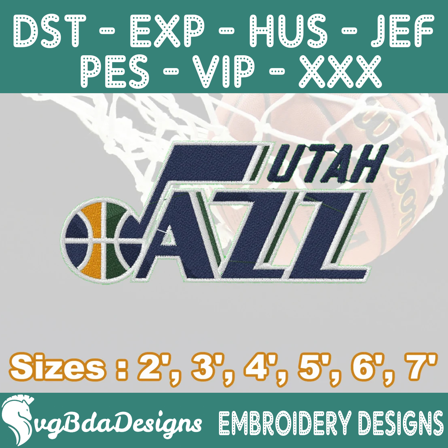 Utah Jazz Machine Embroidery Design, 6 Sizes Embroidery Mach | Inspire ...