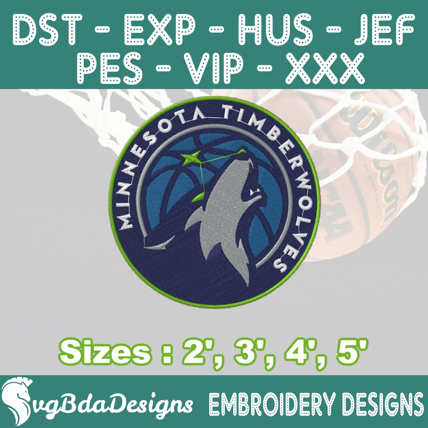 Minnesota Timberwolves Machine Embroidery Design, 4 Sizes Em | Inspire ...