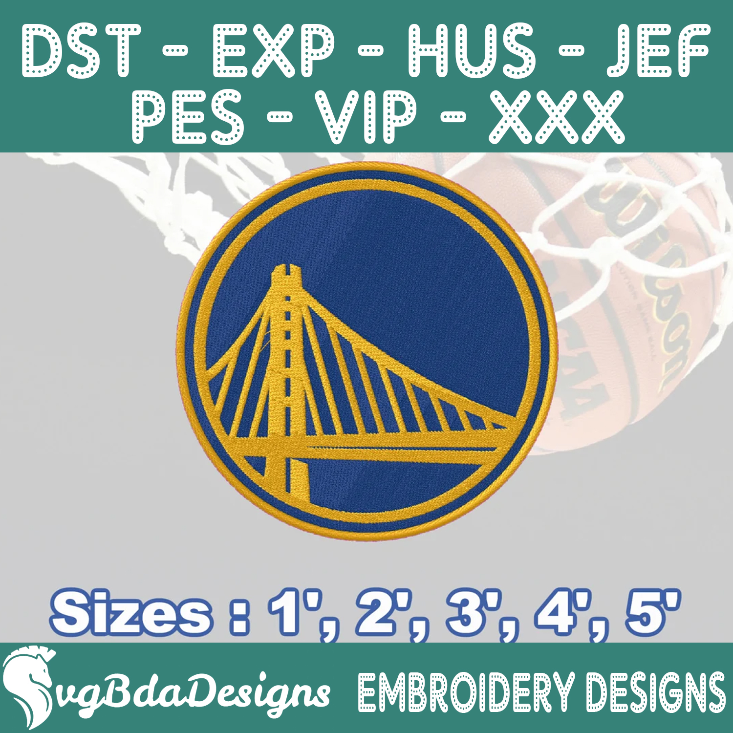 Golden State Warriors Machine Embroidery Design, 5 Sizes Emb | Inspire ...