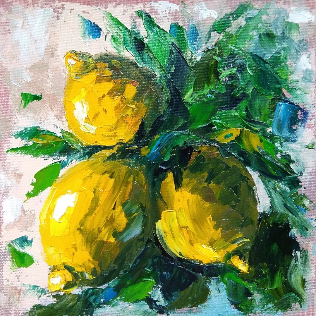 Lemon Tree Painting Original Wall Art Yellow Lemons Painting | Inspire ...