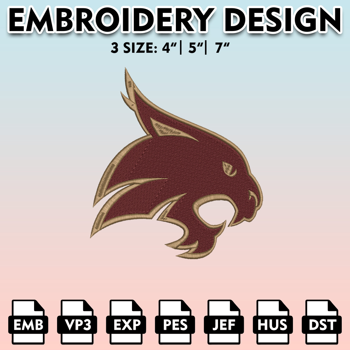 NCAA Logo Embroidery Designs, NCAA Bobcats, Texas State Bobc | Inspire ...