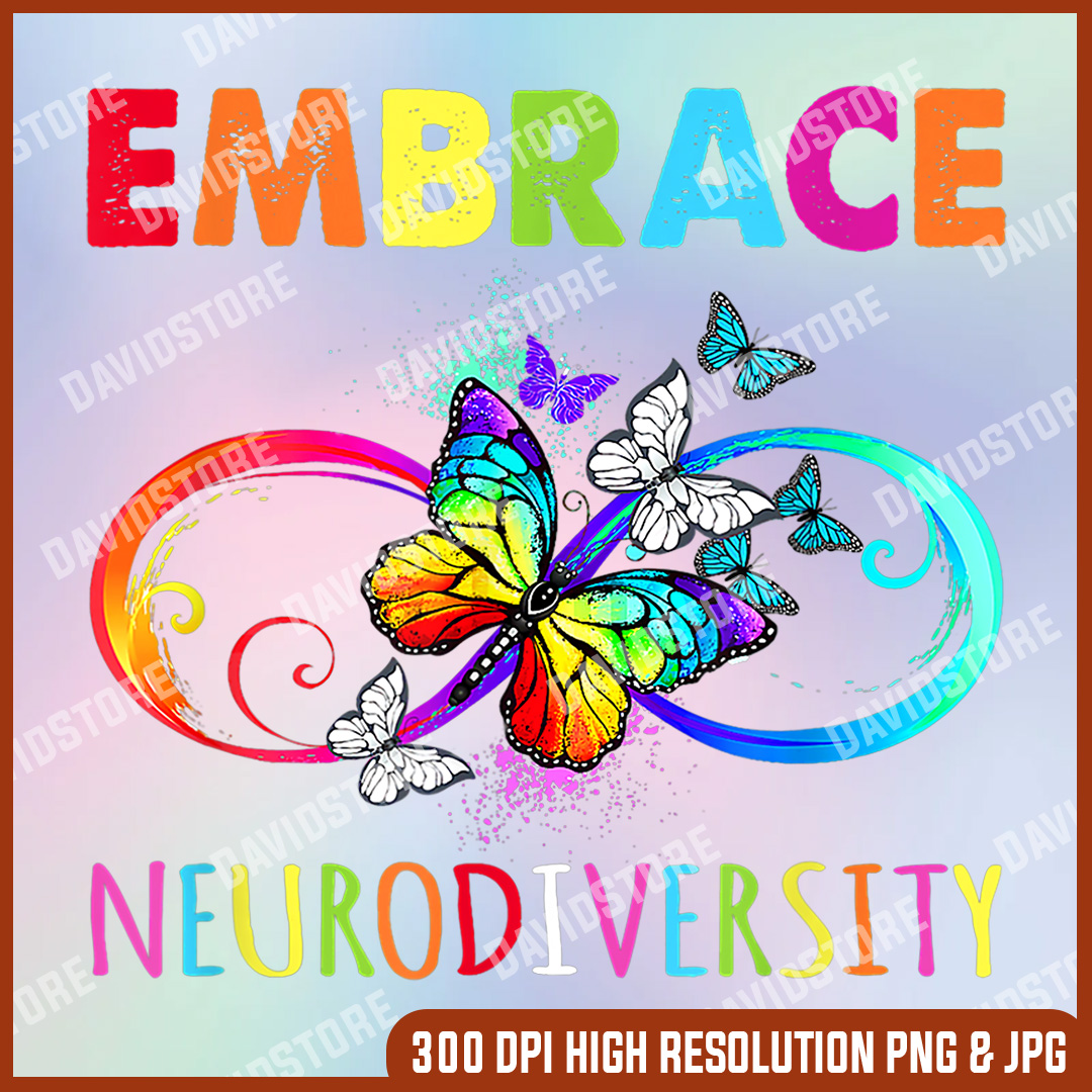 Embrace Neurodiversity Rainbow Png, Colorful Butterflies, Au | Inspire ...