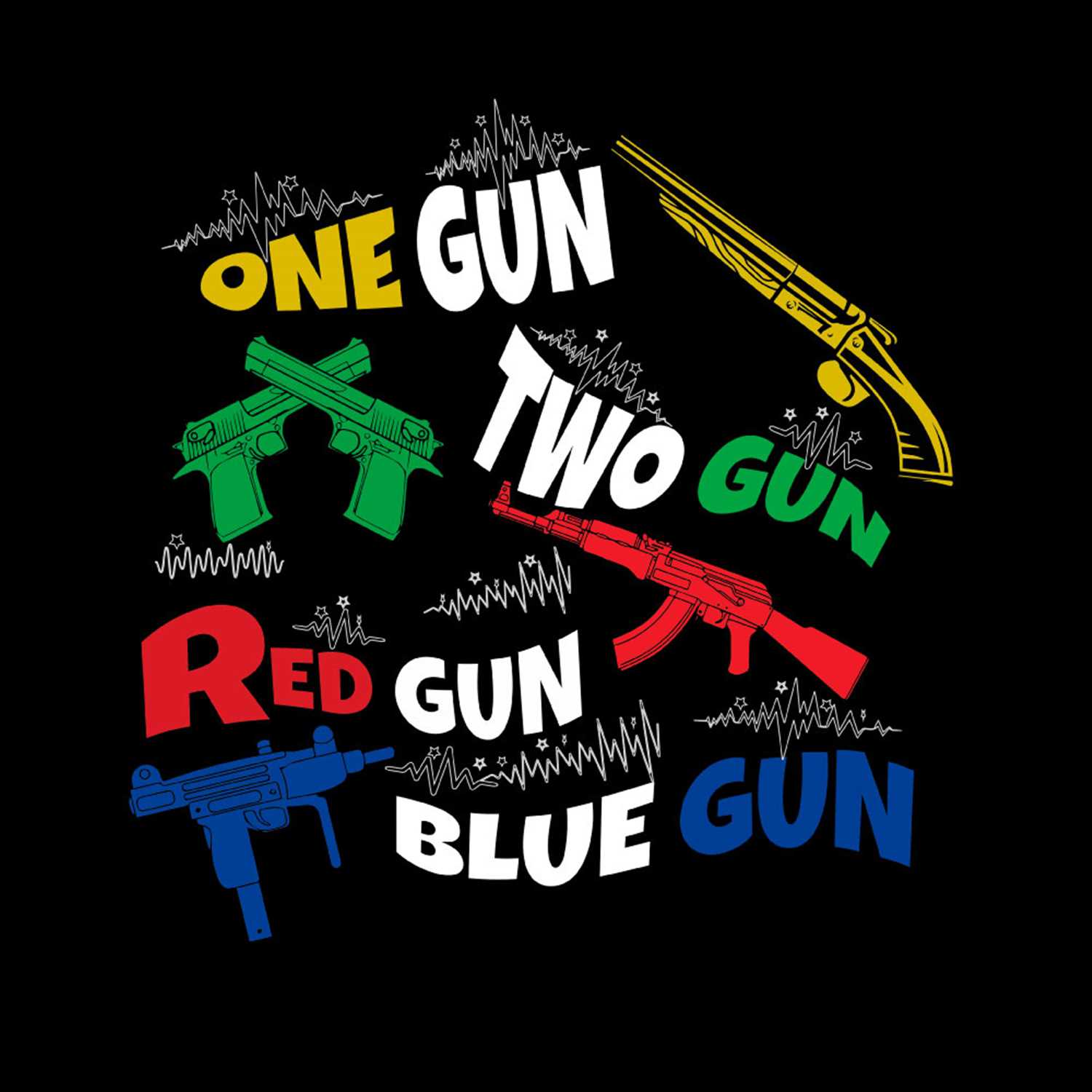 One Gun Two Gun Red Gun Blue Gun SVG PNG | Inspire Uplift