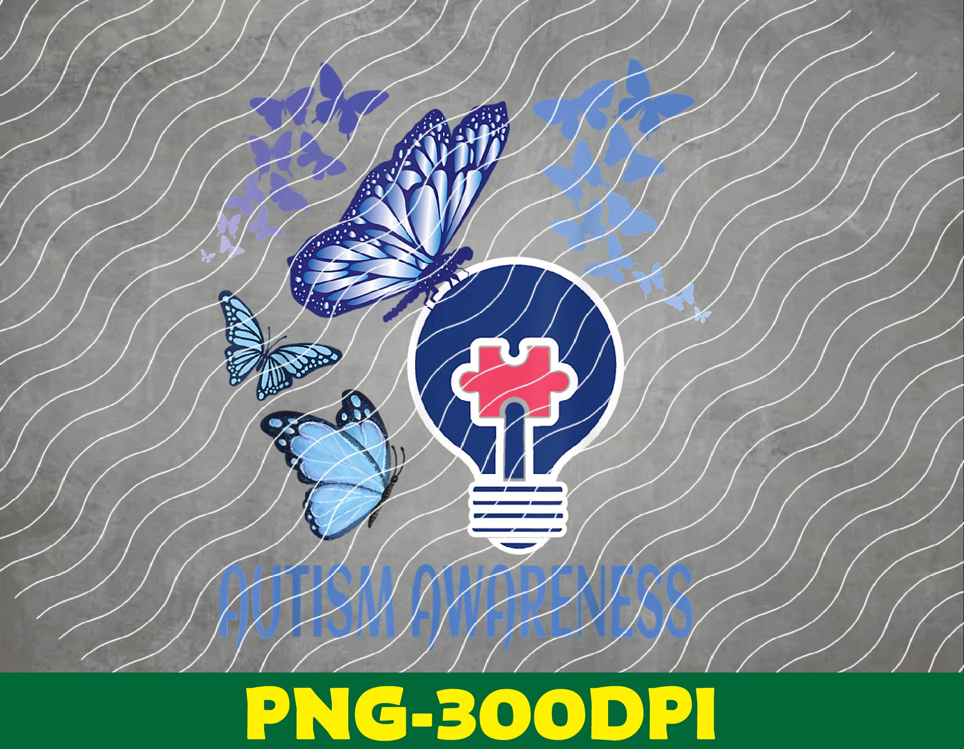 Blue Butterflies for Autism Awareness PNG Digital Download - Inspire Uplift