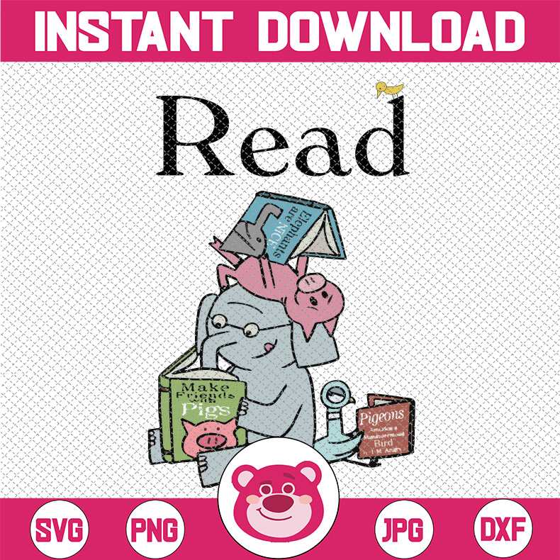 Read Book Elephant And Piggie SVG, It's A Good Day To Read - Inspire Uplift