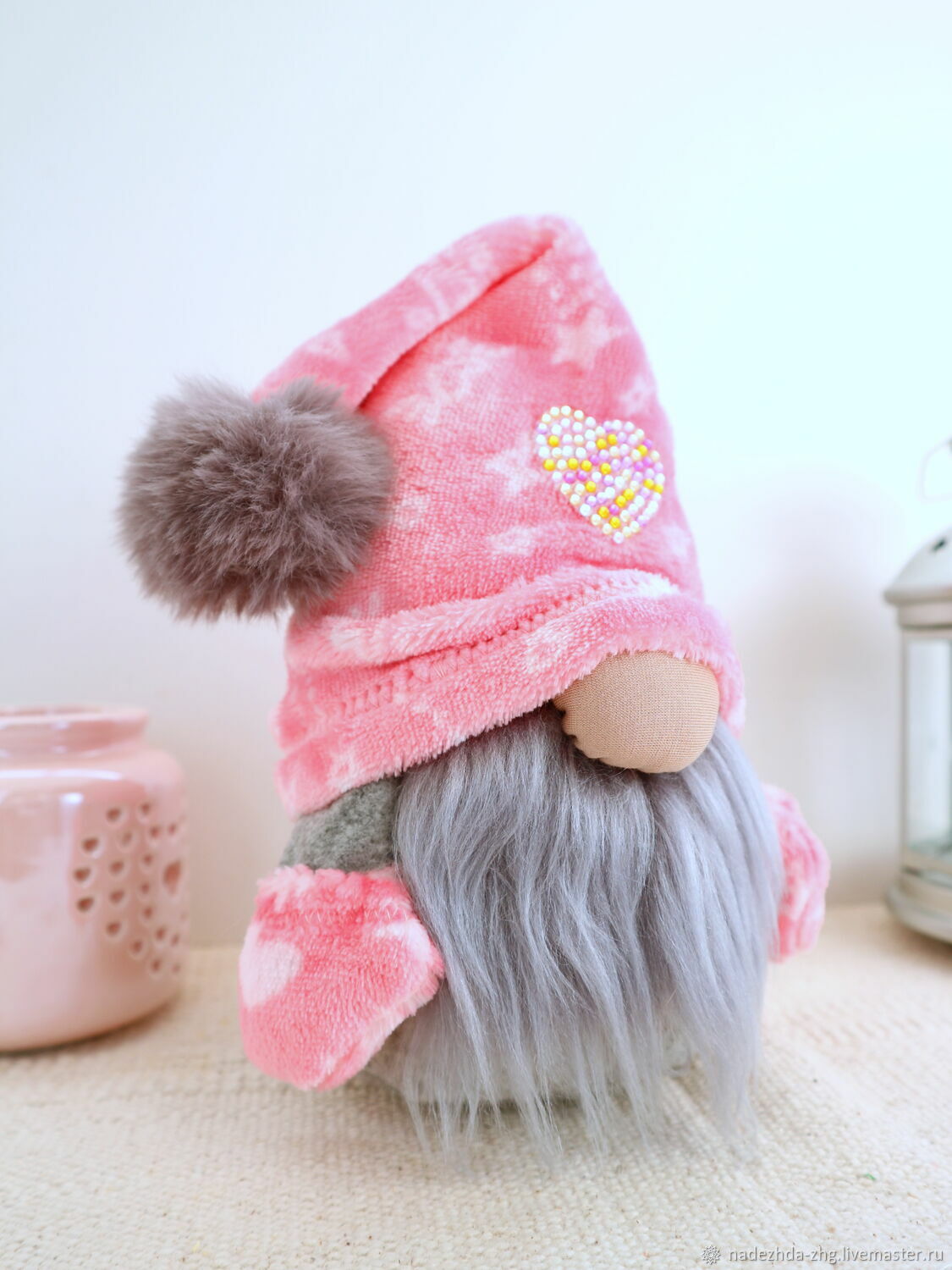 Pink gnome stuffed doll with heart | Inspire Uplift