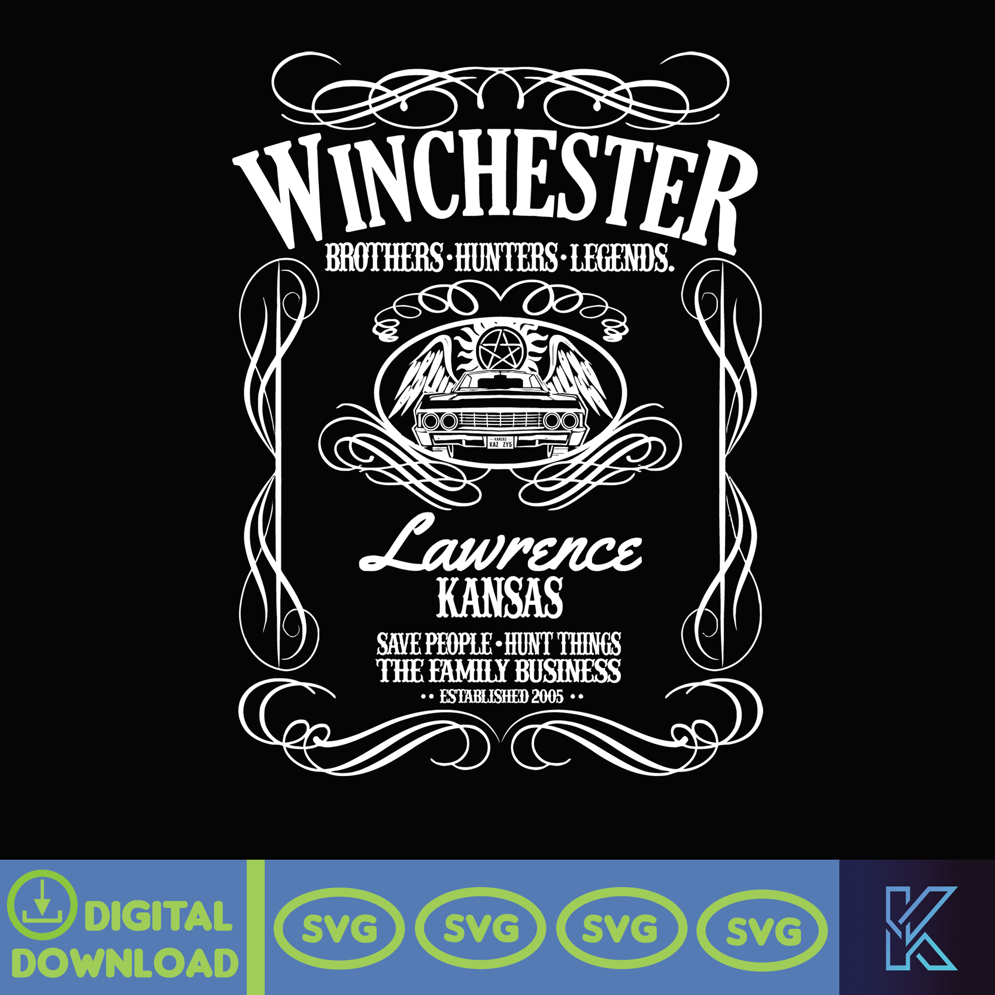 Supernatural Svg, Winchester Brothers Svg, Dean & Sam Winche | Inspire ...