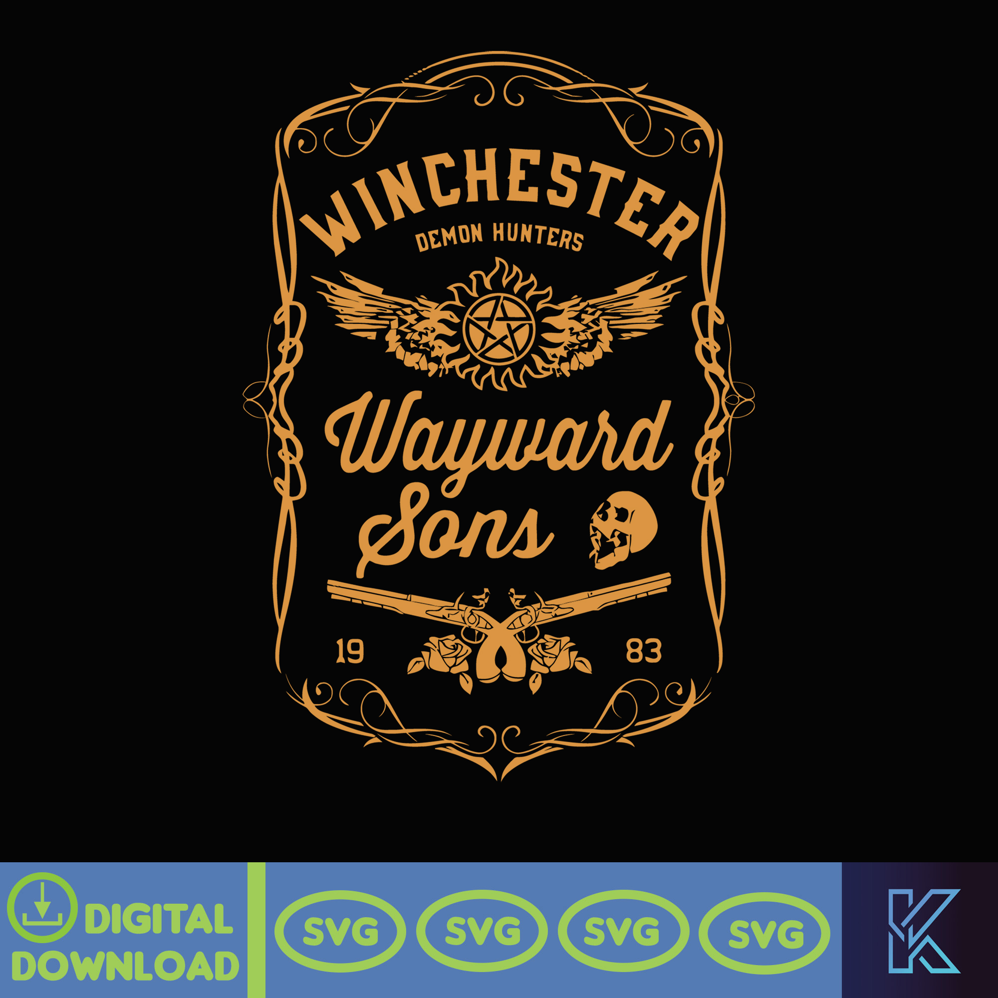 Supernatural Svg, Winchester Brothers Svg, Dean & Sam Winche | Inspire ...