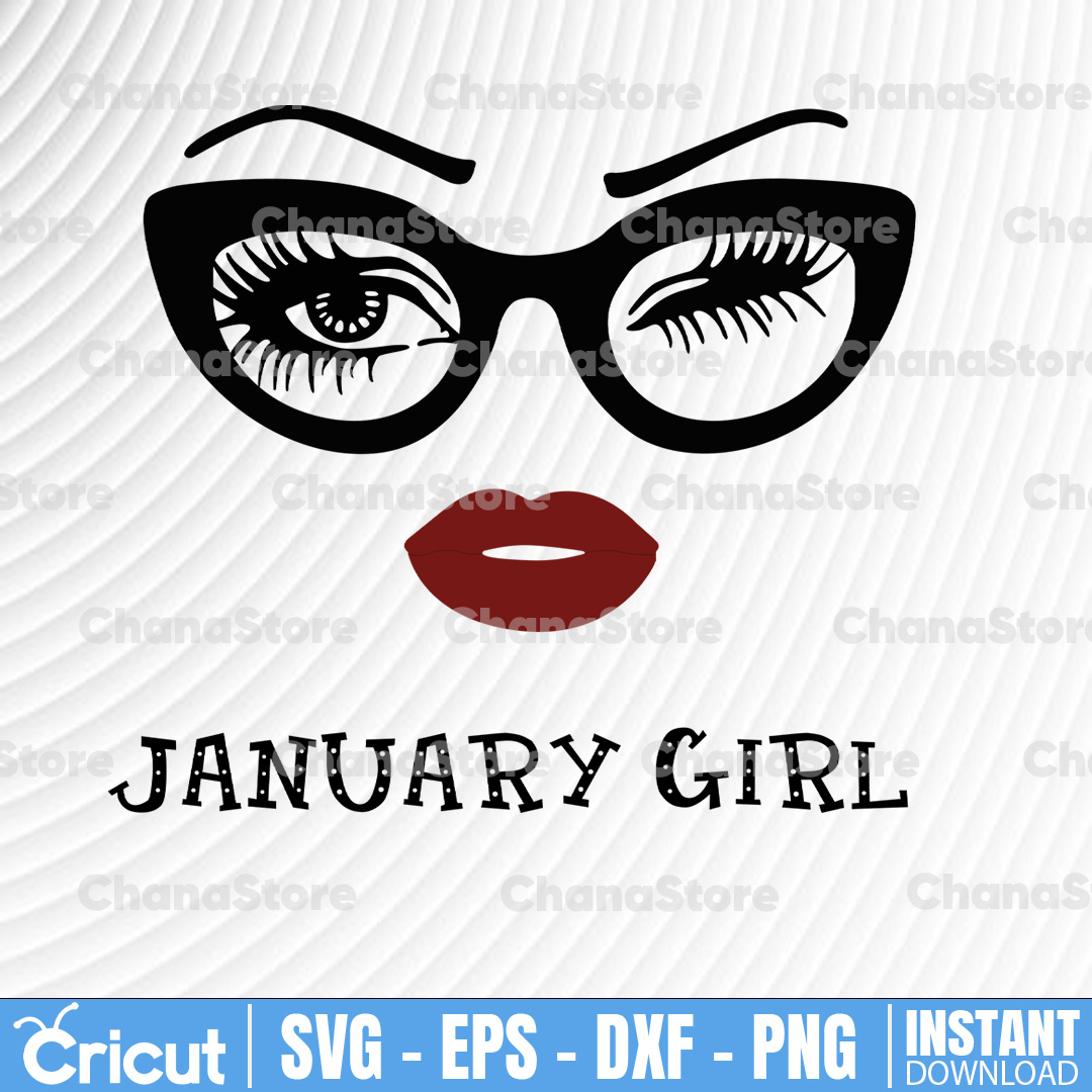 January Girl SVG, Woman With Glasses Svg Printable, Girl Wit | Inspire ...