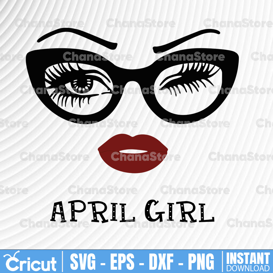 April Girl SVG, Woman With Glasses Svg Printable, Girl With - Inspire ...