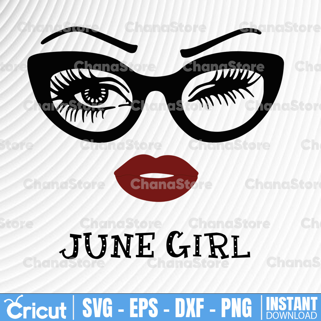 June Girl SVG, Woman With Glasses Svg Printable, Girl With B | Inspire ...
