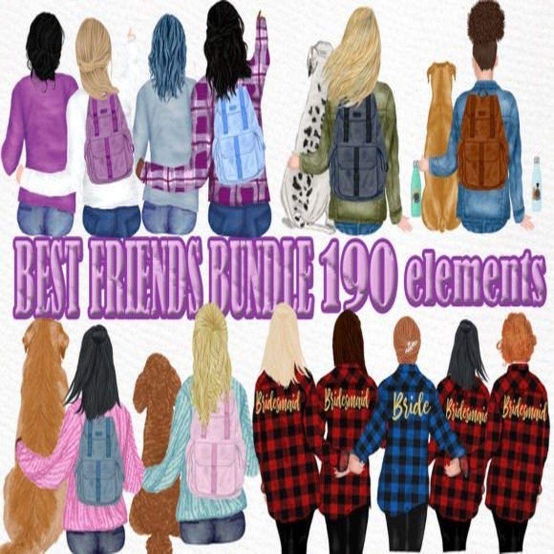 Best Friends Clipart Girl Illustrations | Inspire Uplift