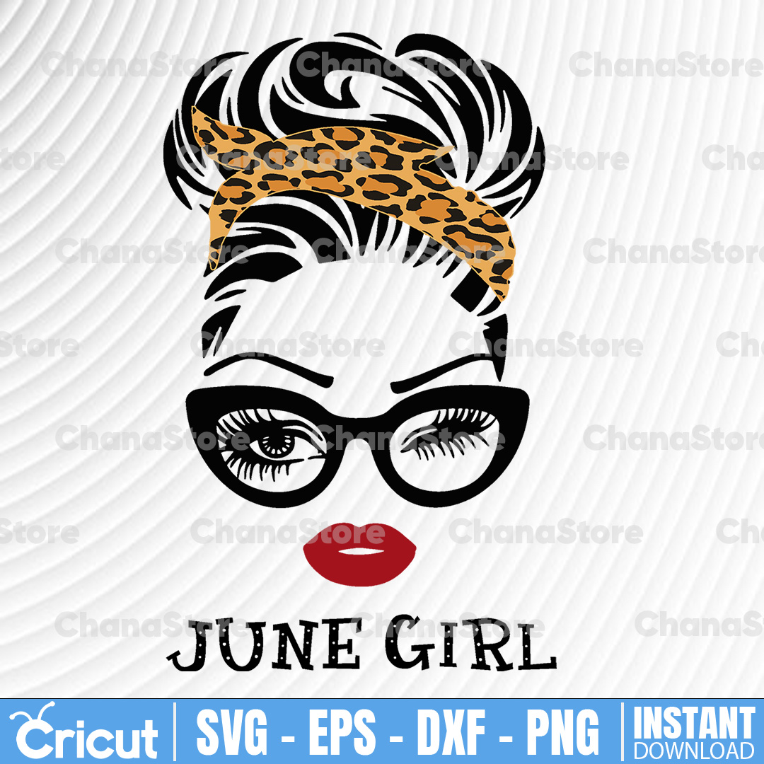 June Girl SVG, Woman With Glasses Svg Printable, Girl With L | Inspire Uplift