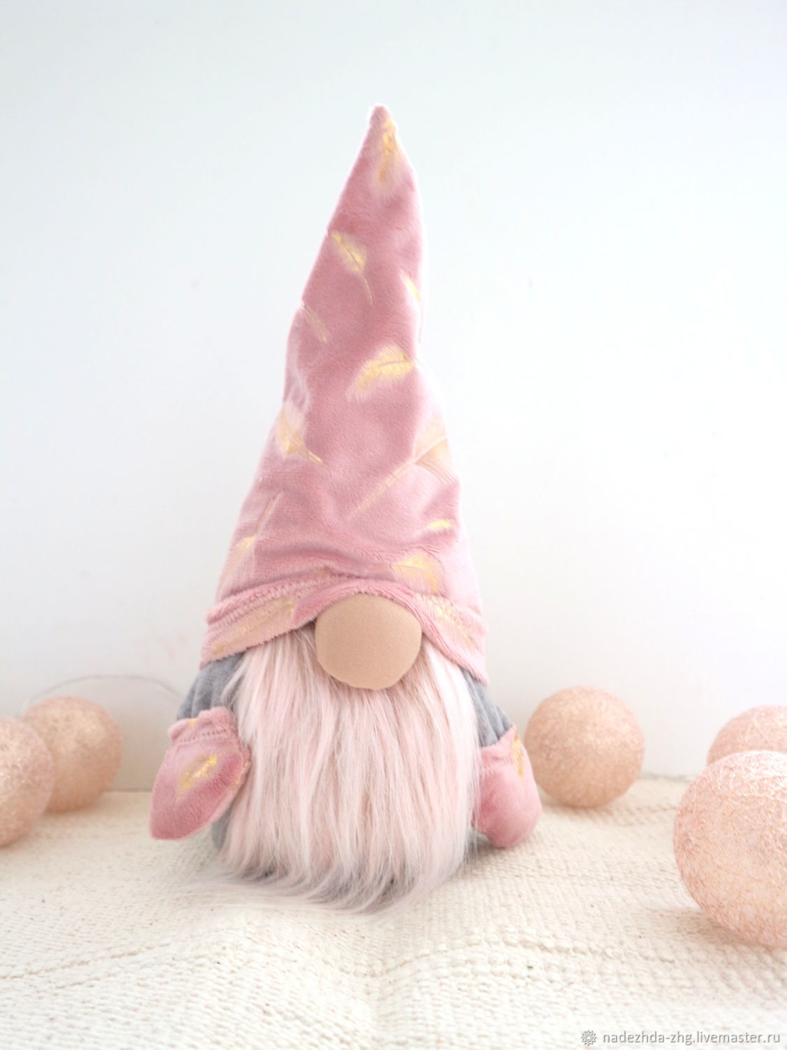 Pink and gold plush gnome stuffed doll - Inspire Uplift