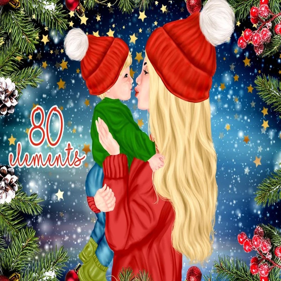 Christmas clipart: "CHRISTMAS FAMILY CLIPART" Mom and child | Inspire ...