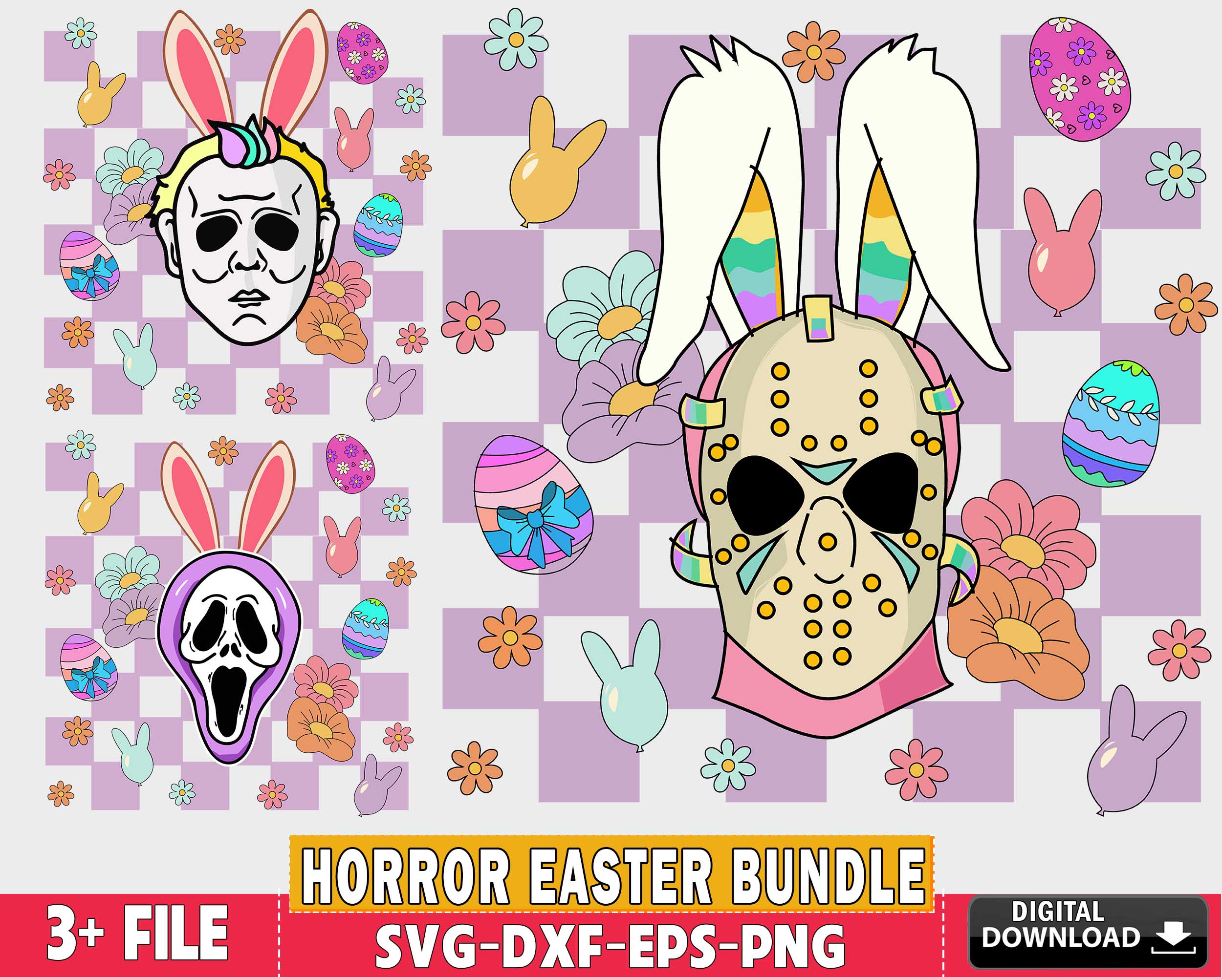 Funny Easter svg, Cute Horror svg Bundle, Horror Easter svg | Inspire ...