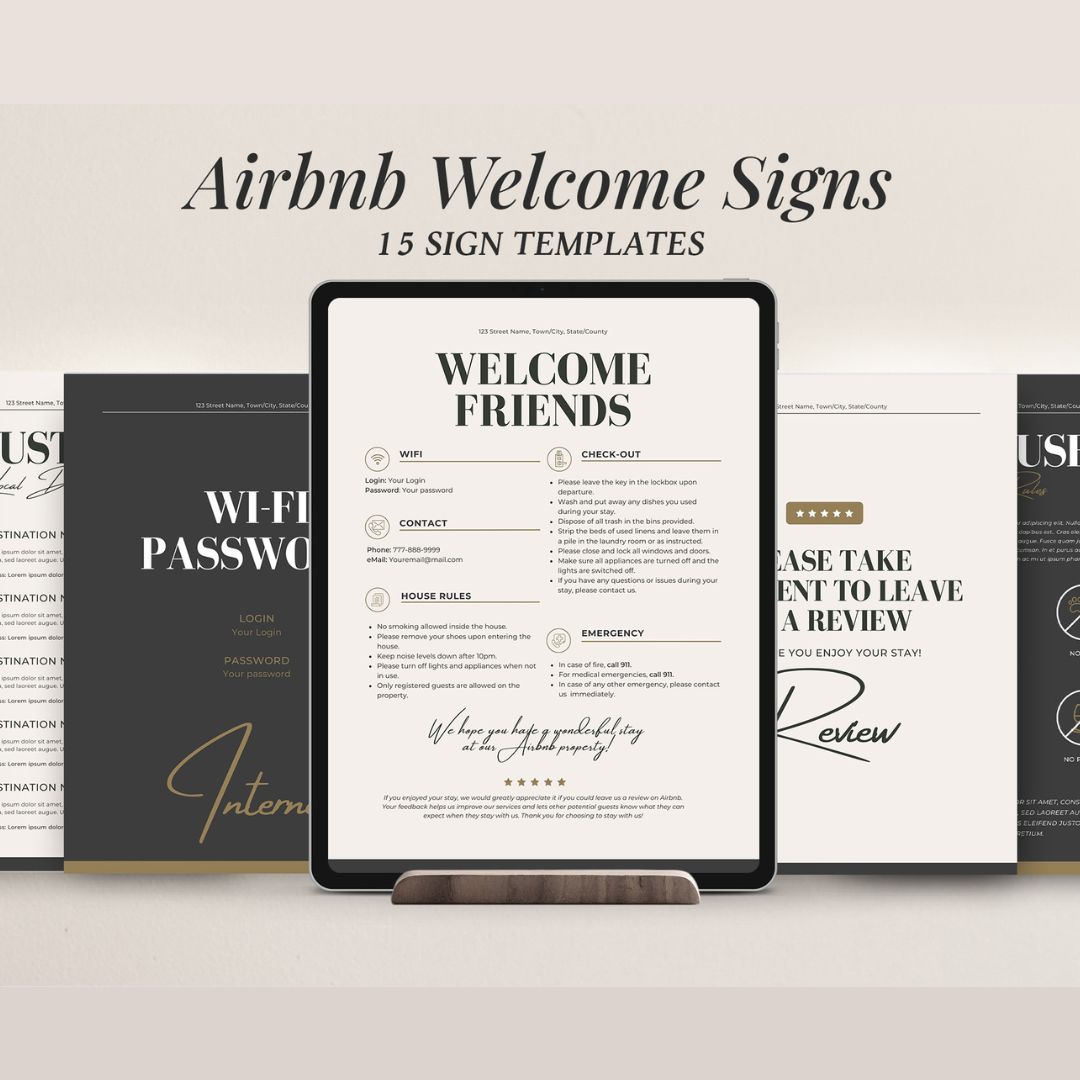 15 Airbnb Welcome Sign Template, 15 Posters, VRBO guest book | Inspire ...