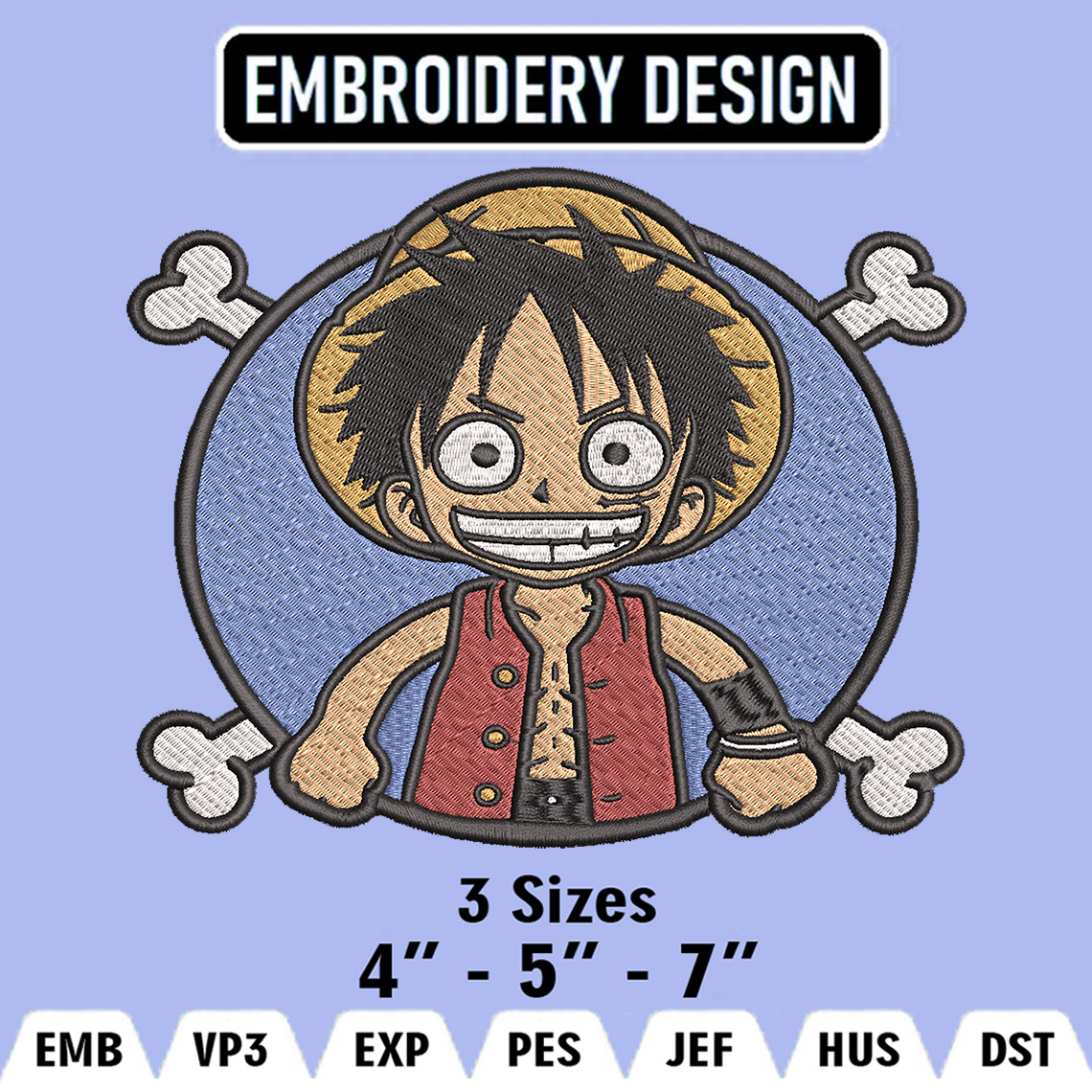 Monkey D Luffy Embroidery Designs, Luffy Logo Embroidery Fil | Inspire ...