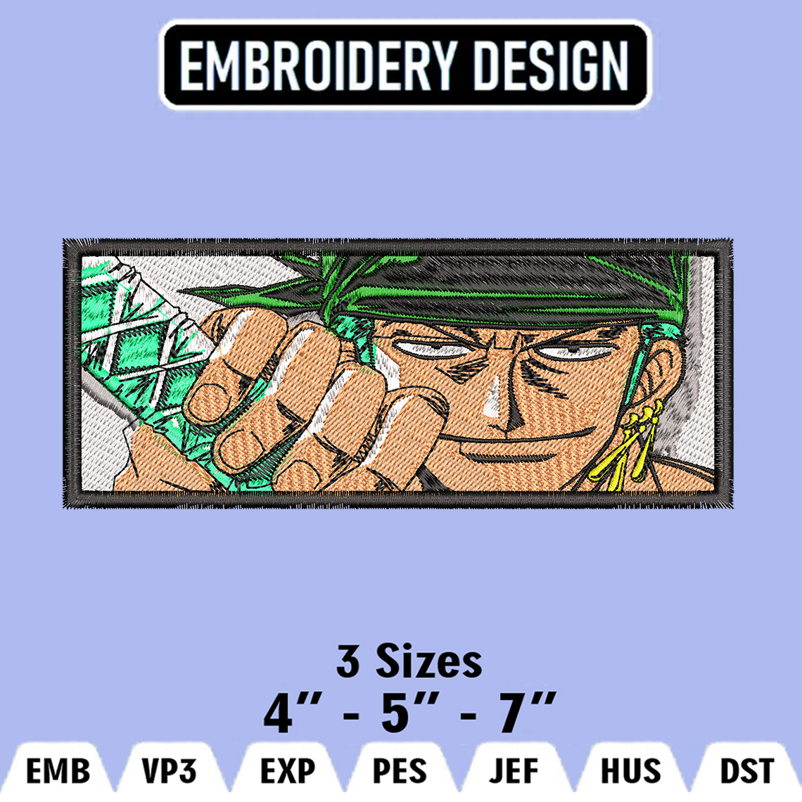 Roronoa Zoro Embroidery Designs, Zoro Logo Embroidery Files, - Inspire ...