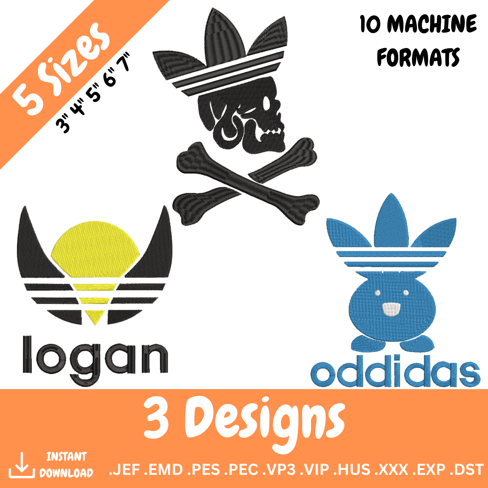 Adidas Embroidery Design Bundle - Cartoon Embroidery designs | Inspire ...