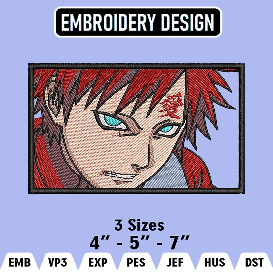 Gaara Embroidery Designs, Gaara Logo Embroidery Files, Narut | Inspire ...