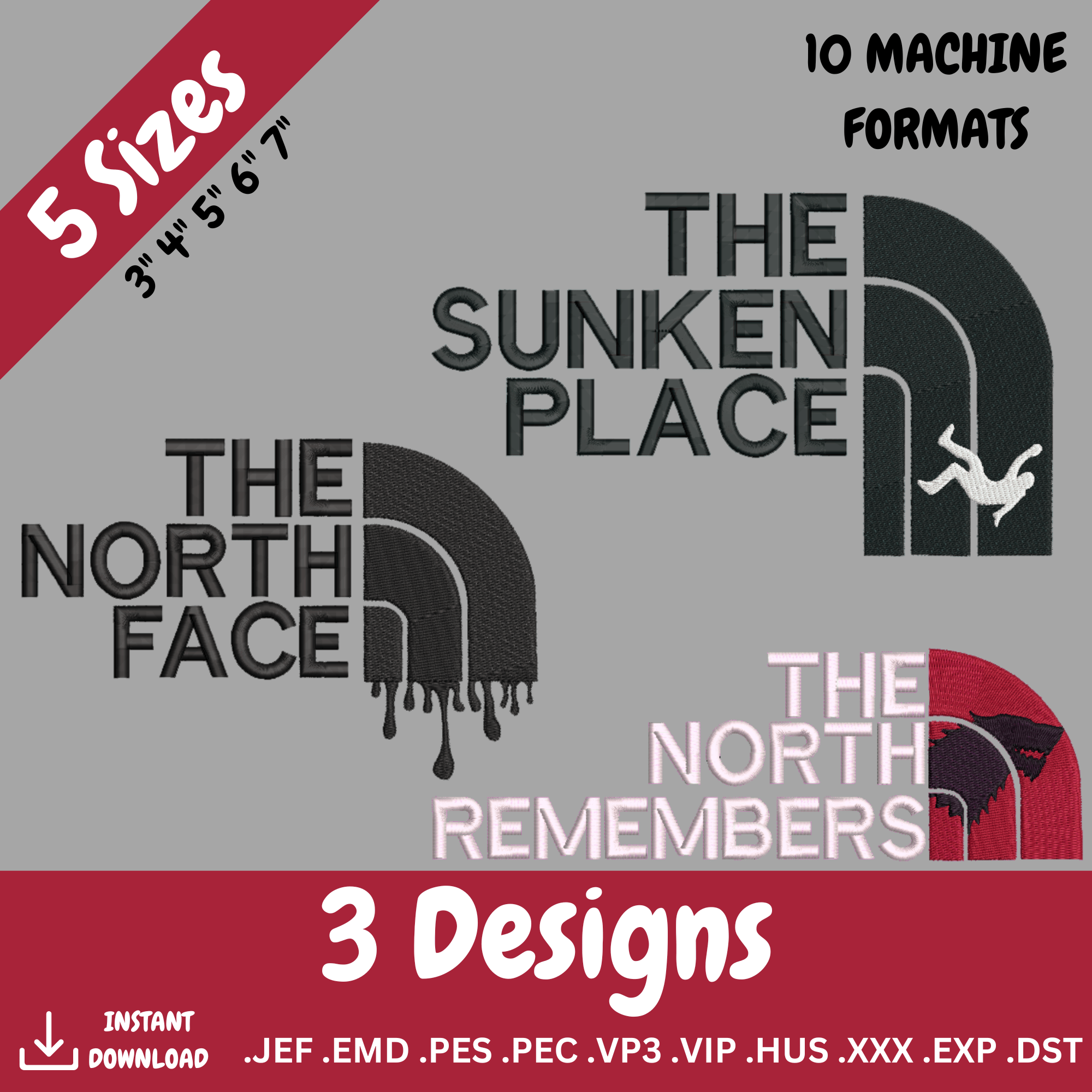 North Face Embroidery Design Bundle - Cartoon Embroidery des | Inspire ...