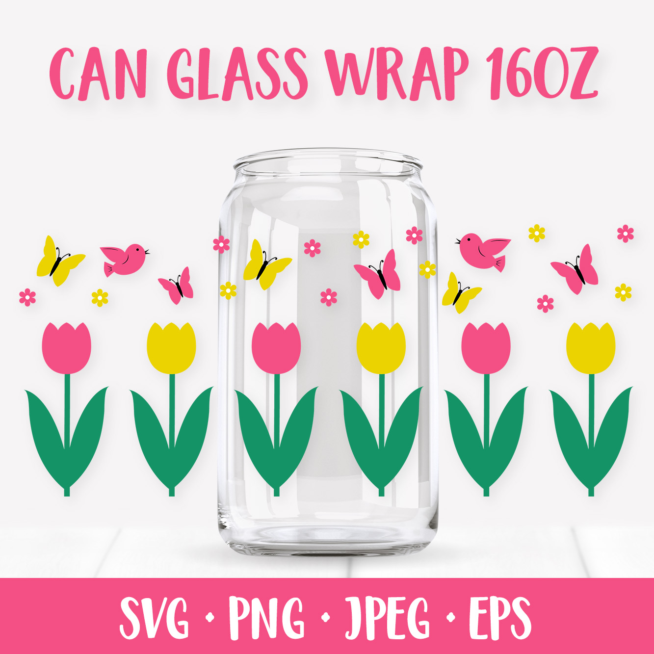 Spring glass can wrap SVG. Flowers beer can glass design | Inspire Uplift