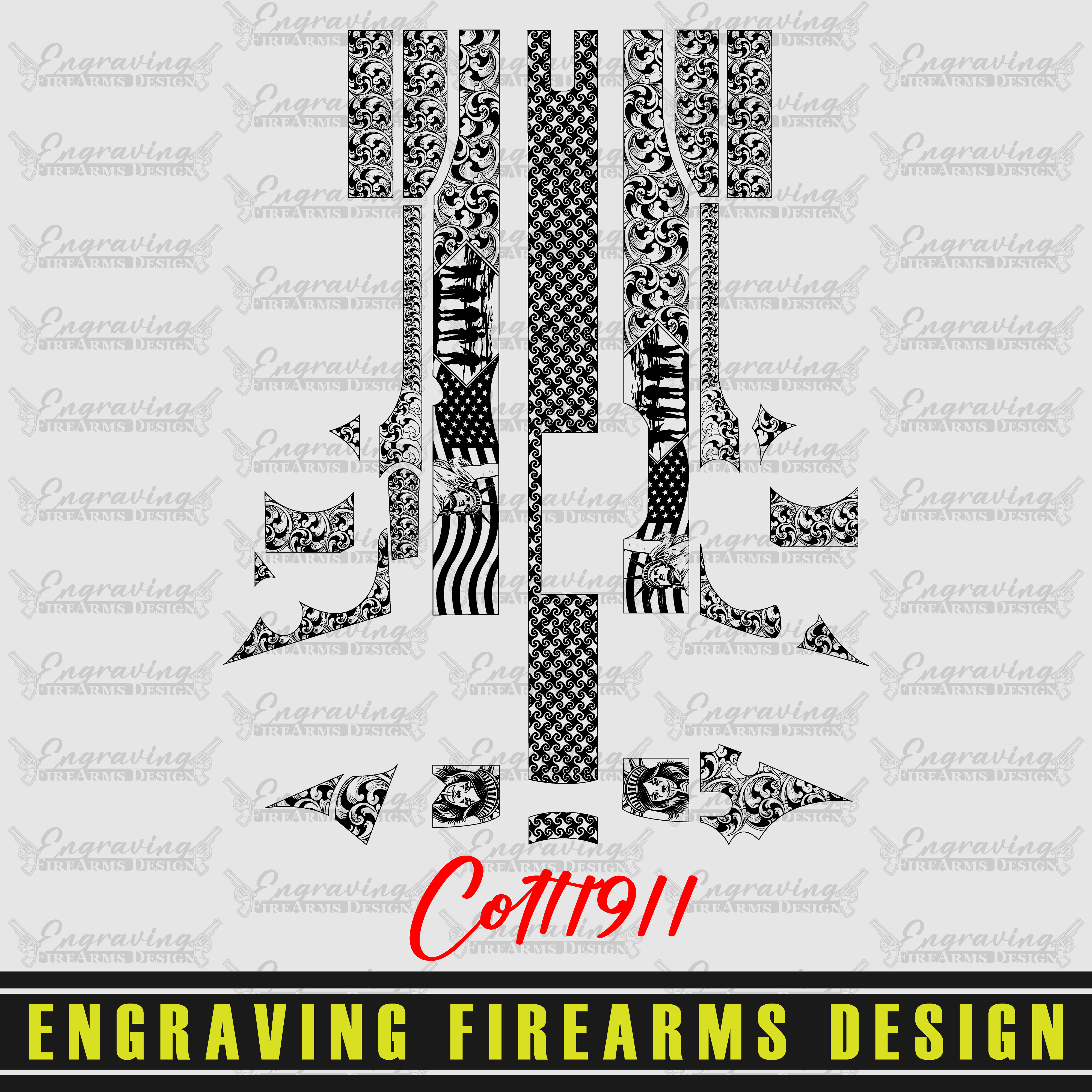Engraving Firearms Design Colt 1911 Flag and soldiers Design - Inspire ...