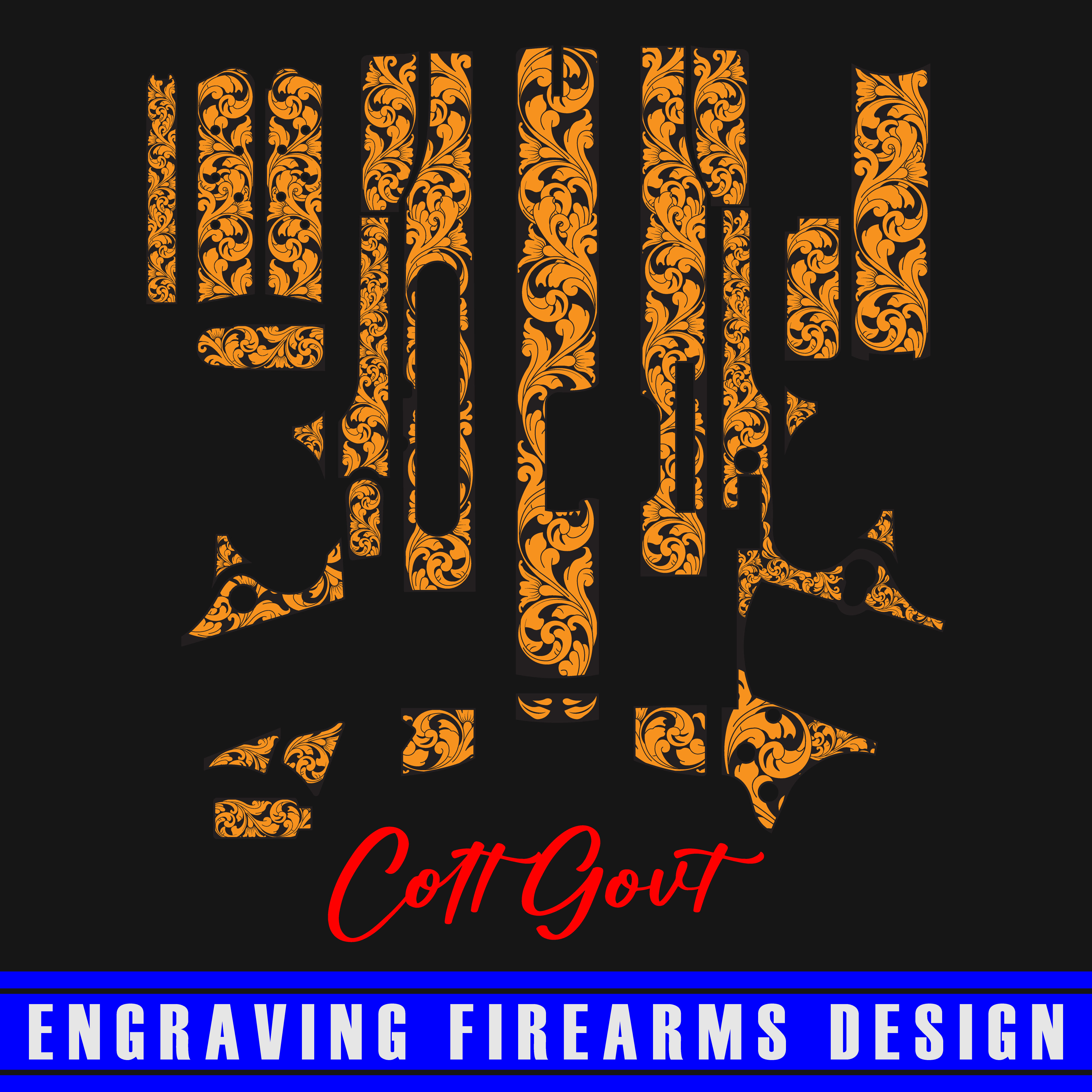 Engraving Firearms Design Colt Govt Model Scroll Design | Inspire Uplift