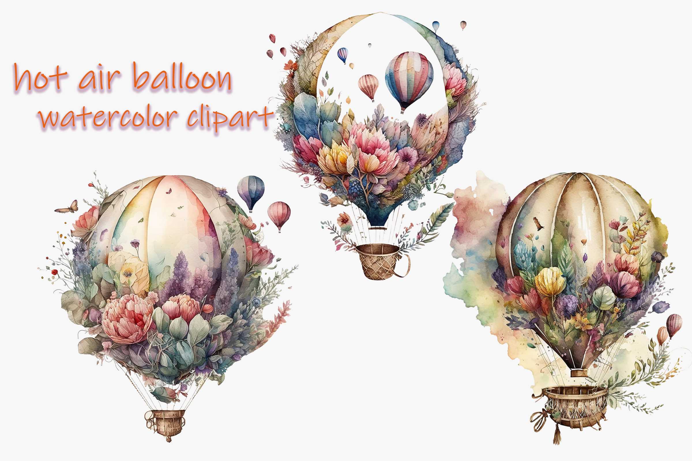 Hot Air Balloon Watercolor Clipart | Inspire Uplift