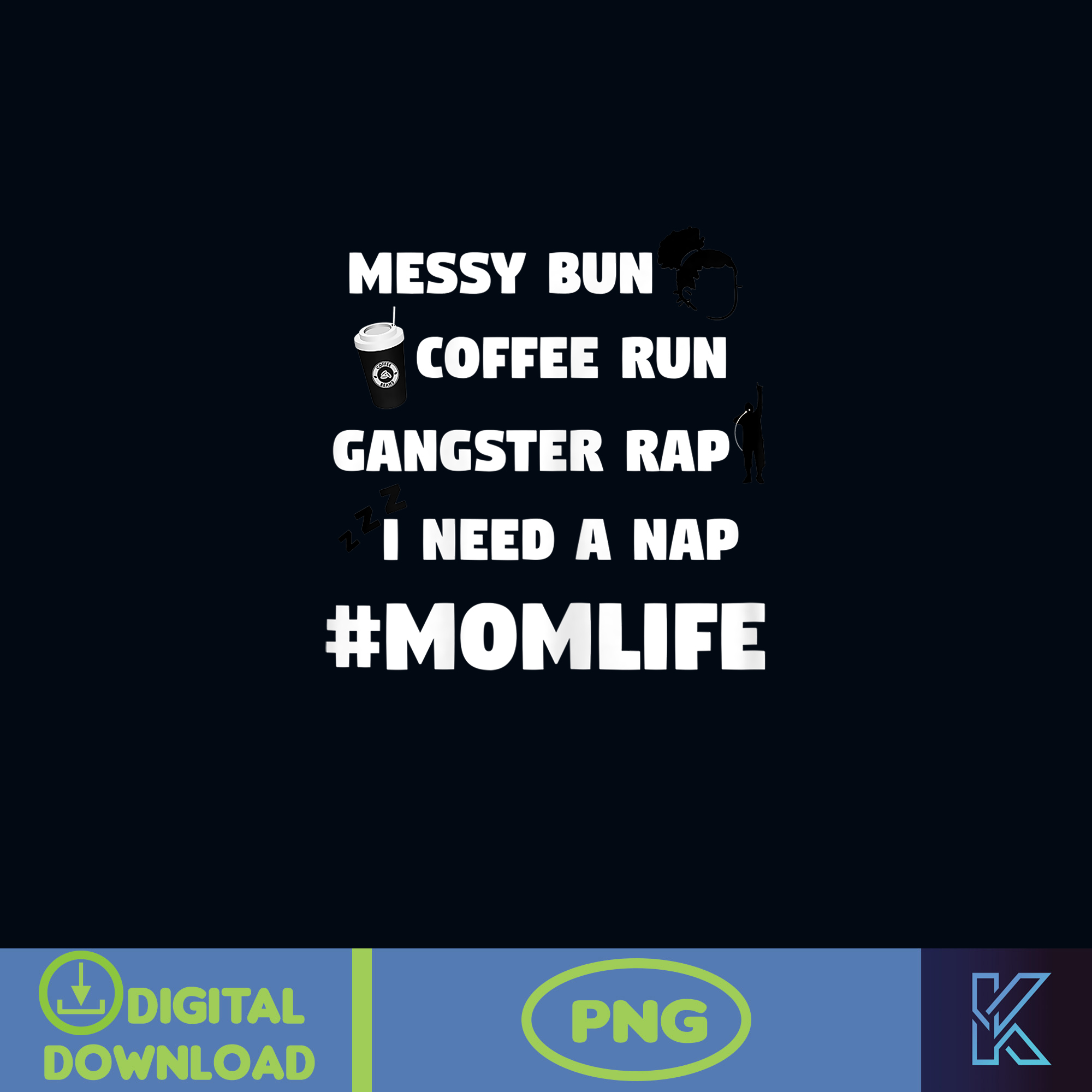 Messy Bun Life Hair Glasses Png Momlife Png Mom Png Mothe Inspire