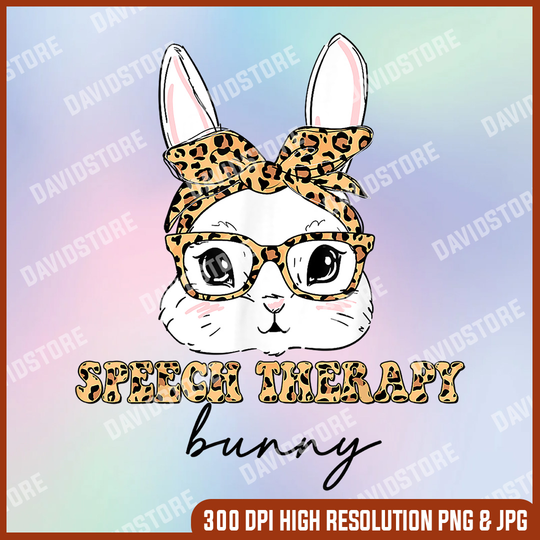 Leopard Speech Therapy Bunny Face With Glasses Easter PNG, S | Inspire ...