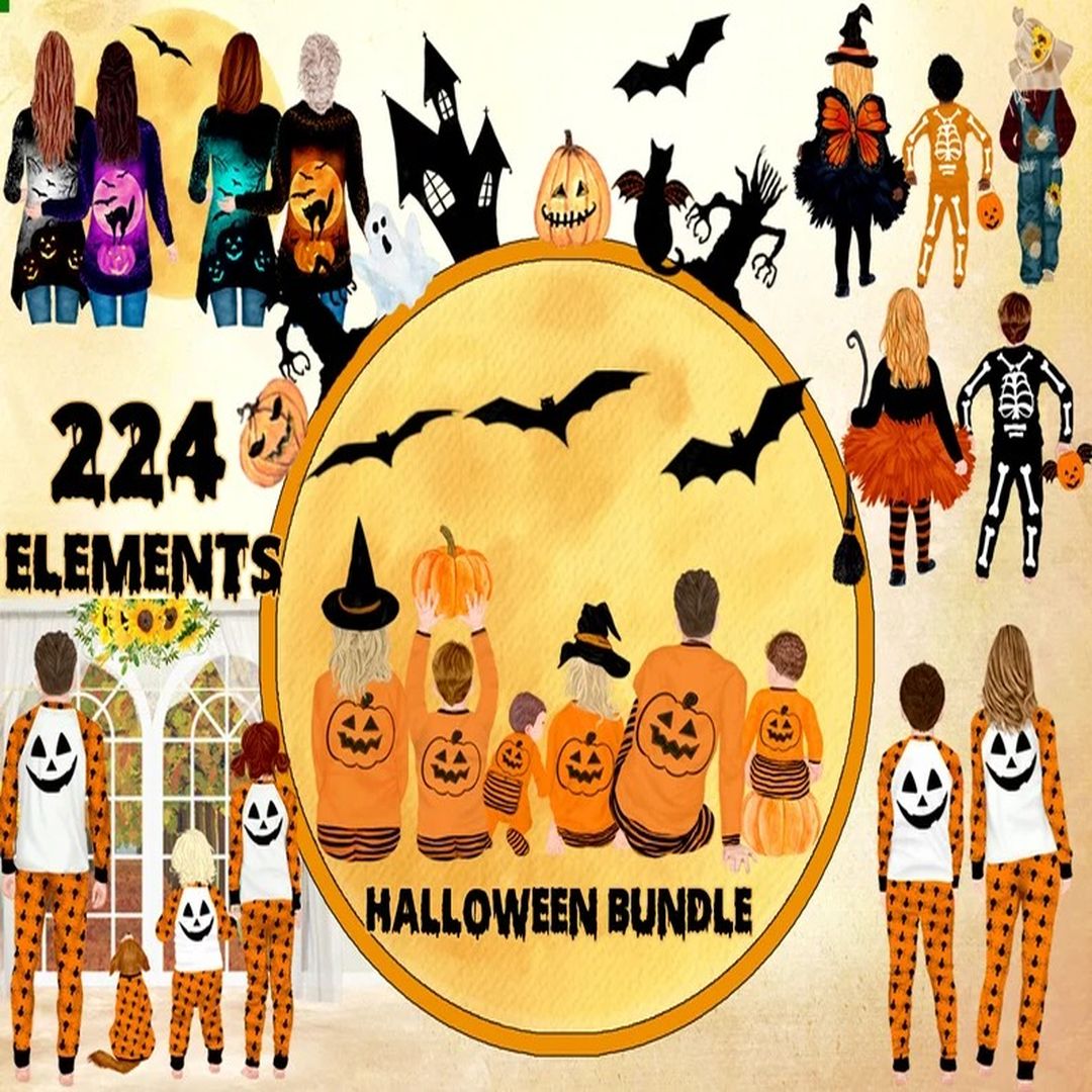 Halloween clipart: "HALLOWEEN BUNDLE CLIPART" Family pajamas | Inspire ...