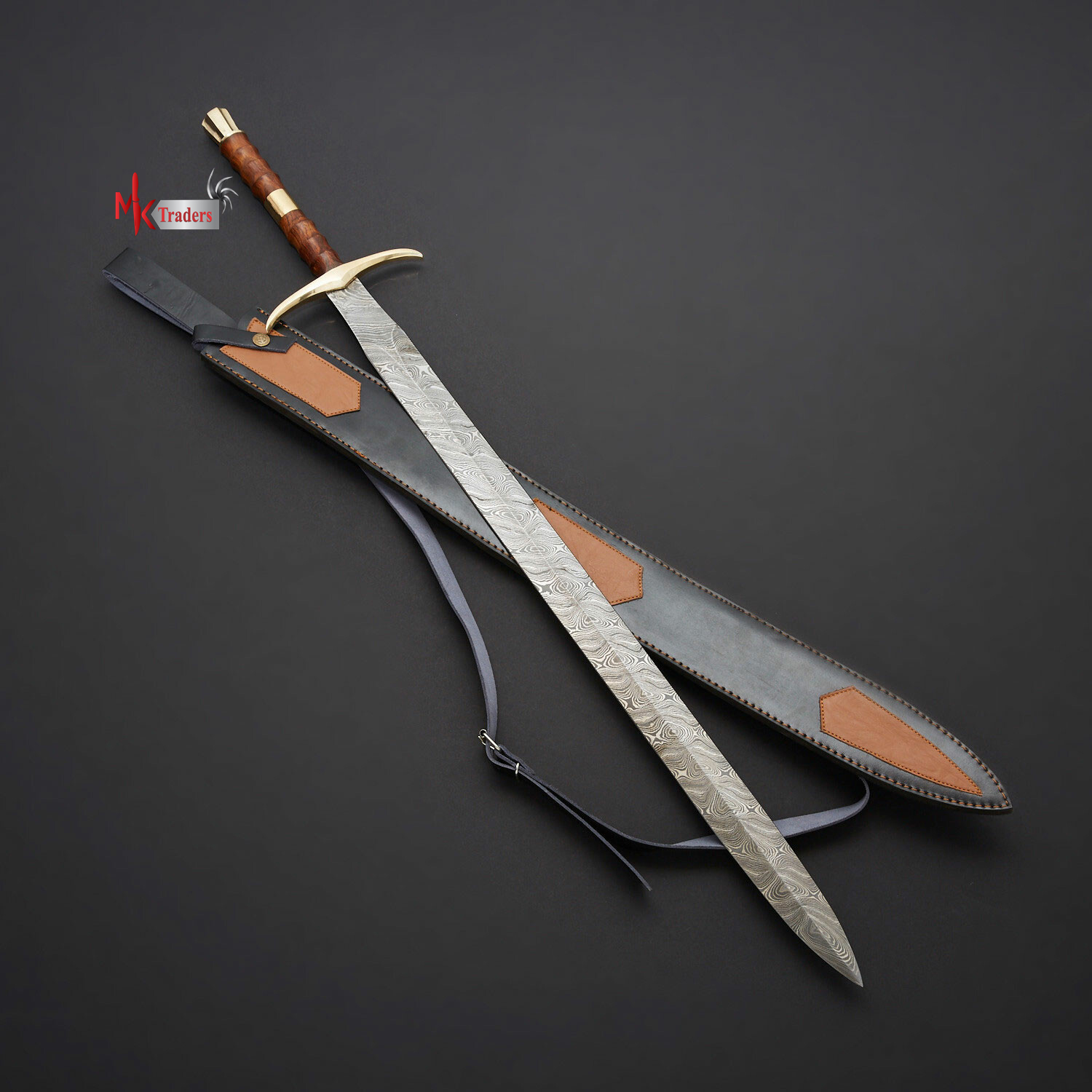 custom handmade damascus steel Viking sword with leather she | Inspire ...