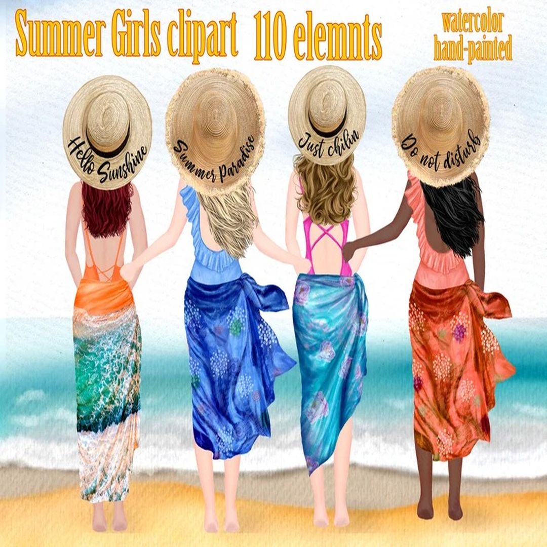 Summer Girls clipart: "BEACH GIRLS CLIPART" Best Friends cli | Inspire ...