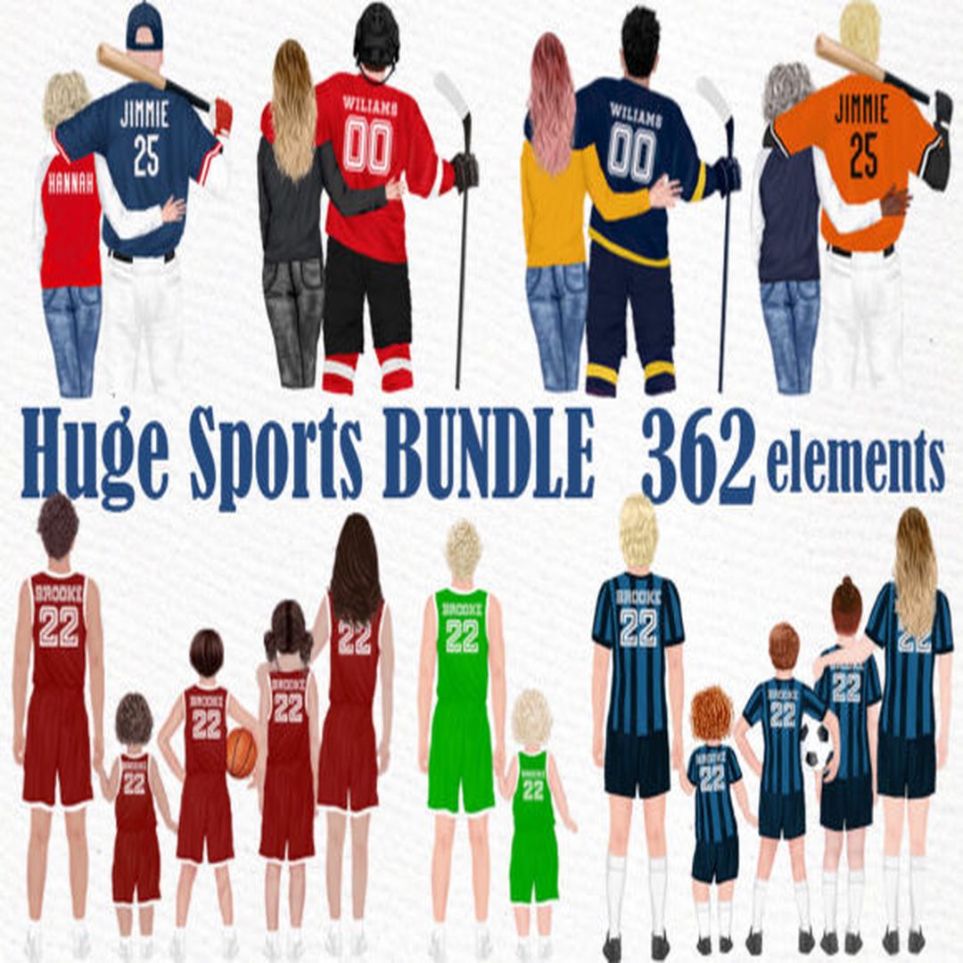 Family Playing Sports Clipart