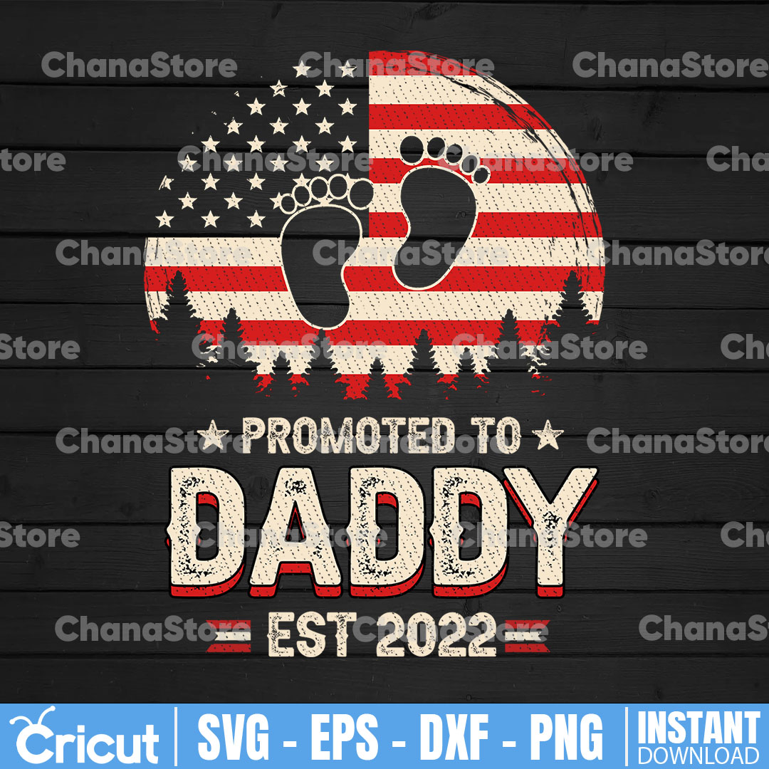 Promoted to Daddy Est 2022 Men USA Flag First Time Dad Ameri | Inspire ...