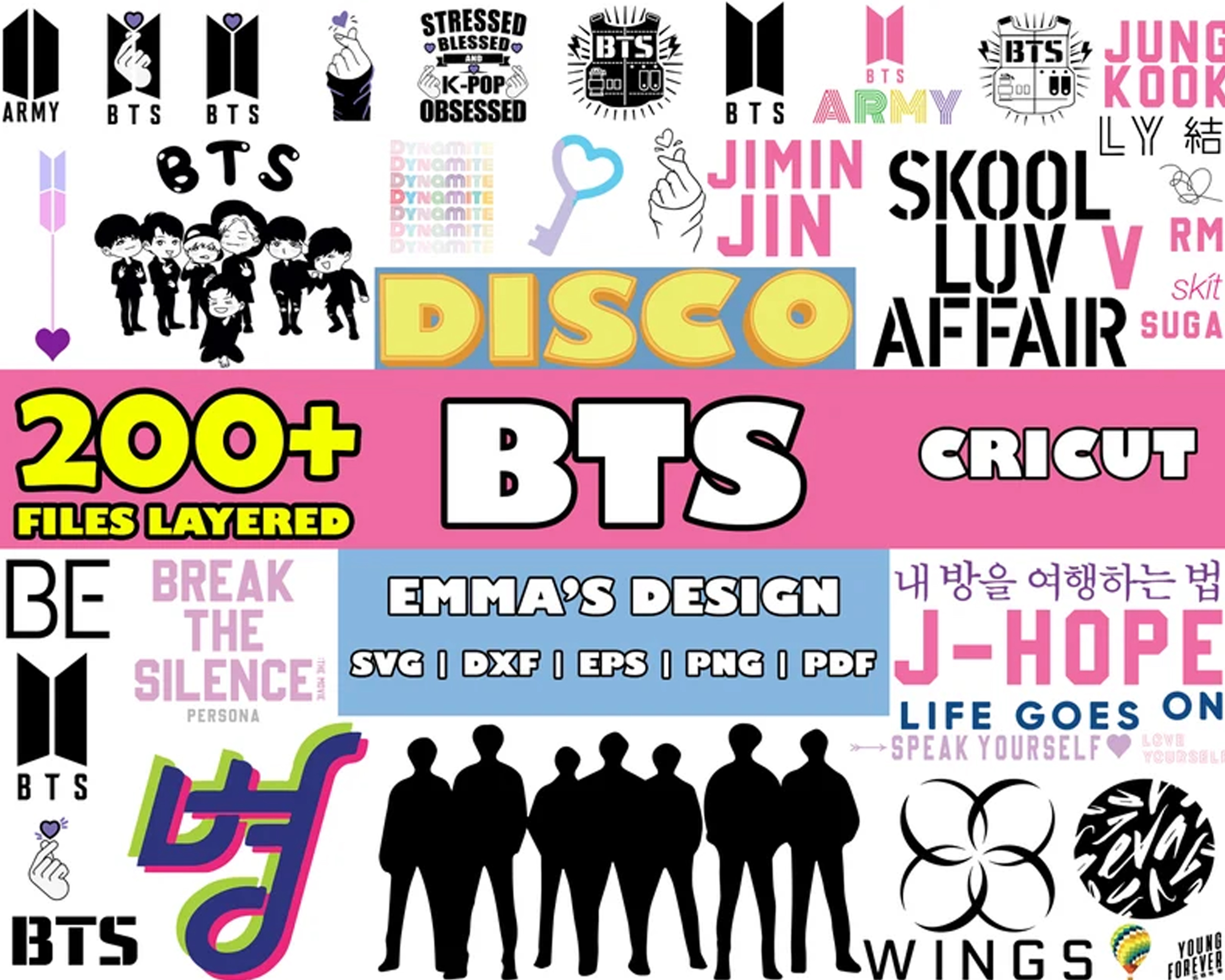 BTS Bundle Svg, Cut File for Cricut, Silhouette, Kpop BTS Cl | Inspire ...